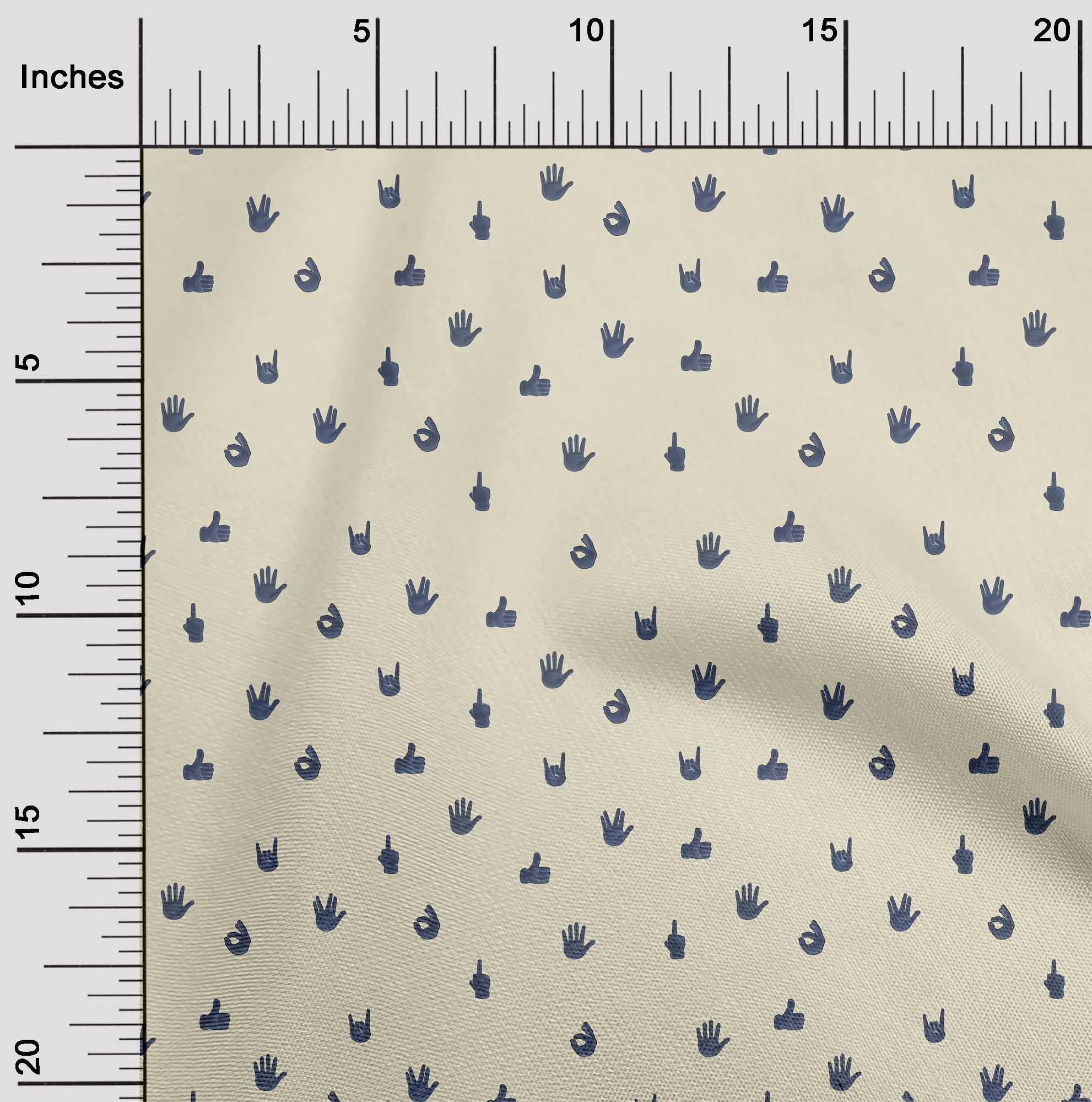 oneOone Organic Cotton Voile Fabric Finger Sign Symbol Print Fabric by ...