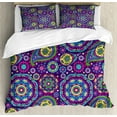 Purple Mandala Queen Size Duvet Cover Set, Ethnic Paisley Leaves with ...