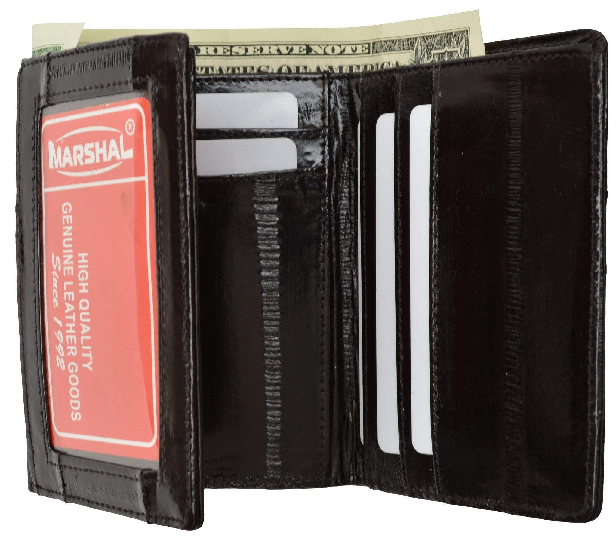 Mens Eel Skin Leather Trifold ID Style Credit Card Holder Wallet ID ...