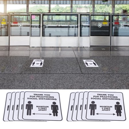 Peahefy Warning Sign,2 Set Floor Sticker Floor Distancing Signs Marker ...