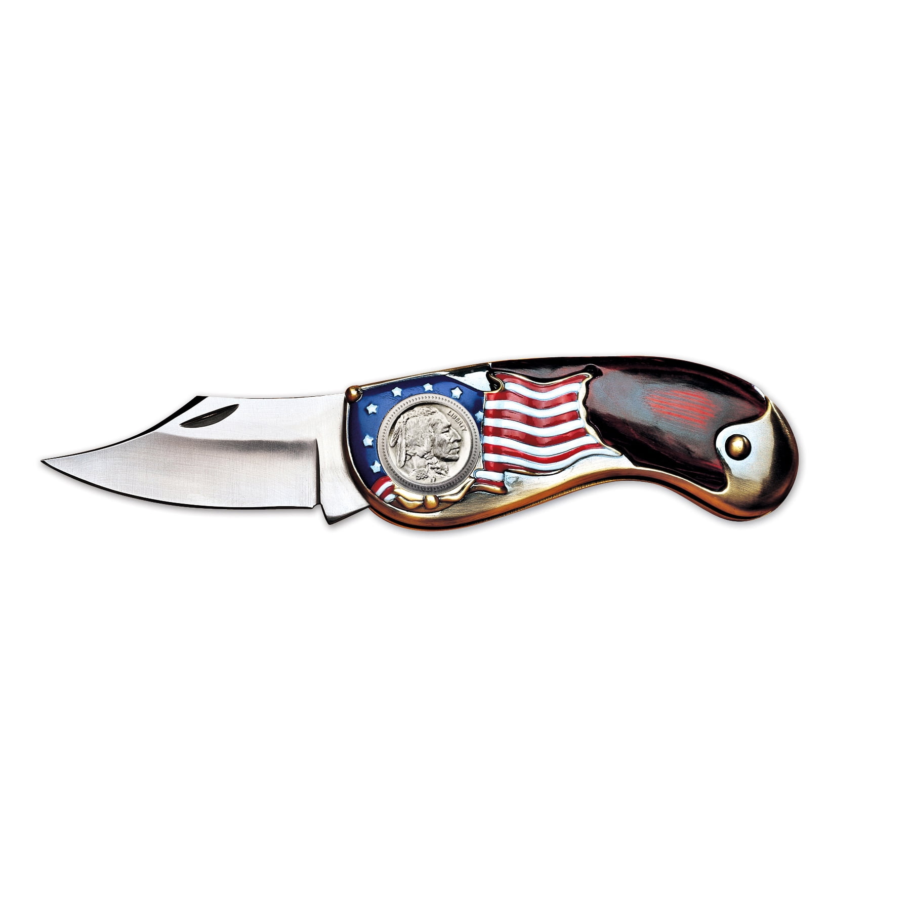American Coin Treasures American Flag Coin Pocket Knife with Buffalo ...