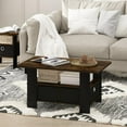 Furinno Andrey Coffee Table, Small Space, Bin Drawer, Amber Pine/Black ...