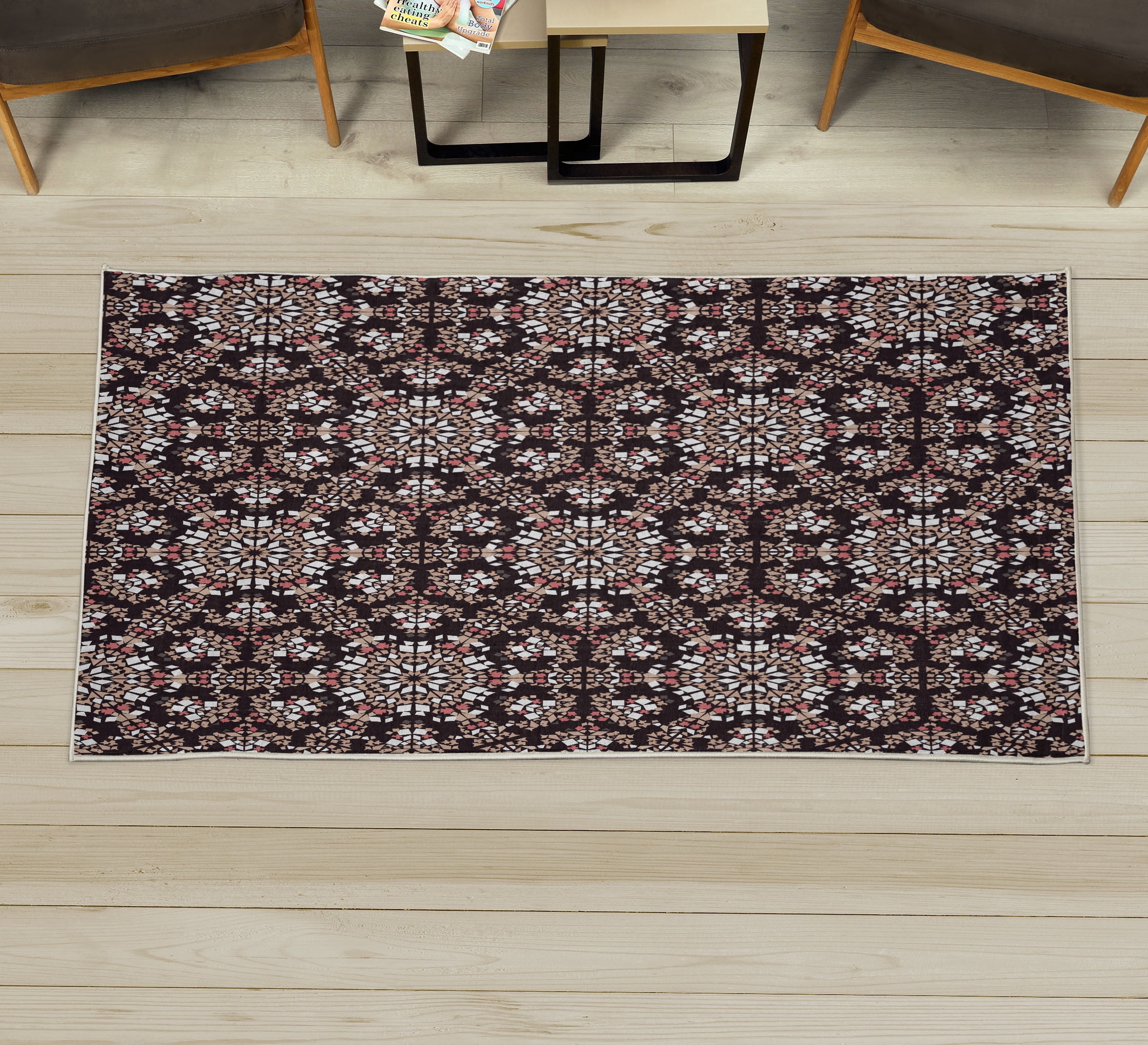 Mosaic Decorative Rug, Antique Roman Time Inspired Rock Design with ...