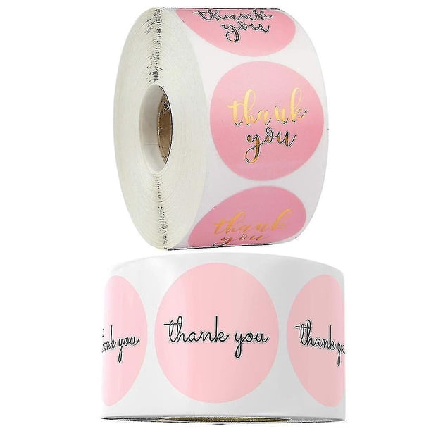 2 Rolls Thank You Letters Sealing Stickers Pink Round Label Packing ...