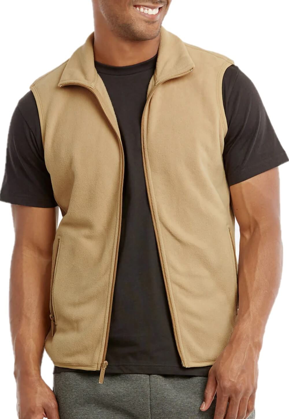 Men's Full-Zip Polar Fleece Vest, Beige S, 1 Count, 1 Pack - Walmart.com