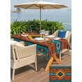 Aztec Tribe Rectangle Outdoor Tablecloth with Umbrella Hole Orange ...