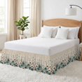 Art Botanical Bed Skirt California King Size 16 Inch Drop, Teal Beige ...