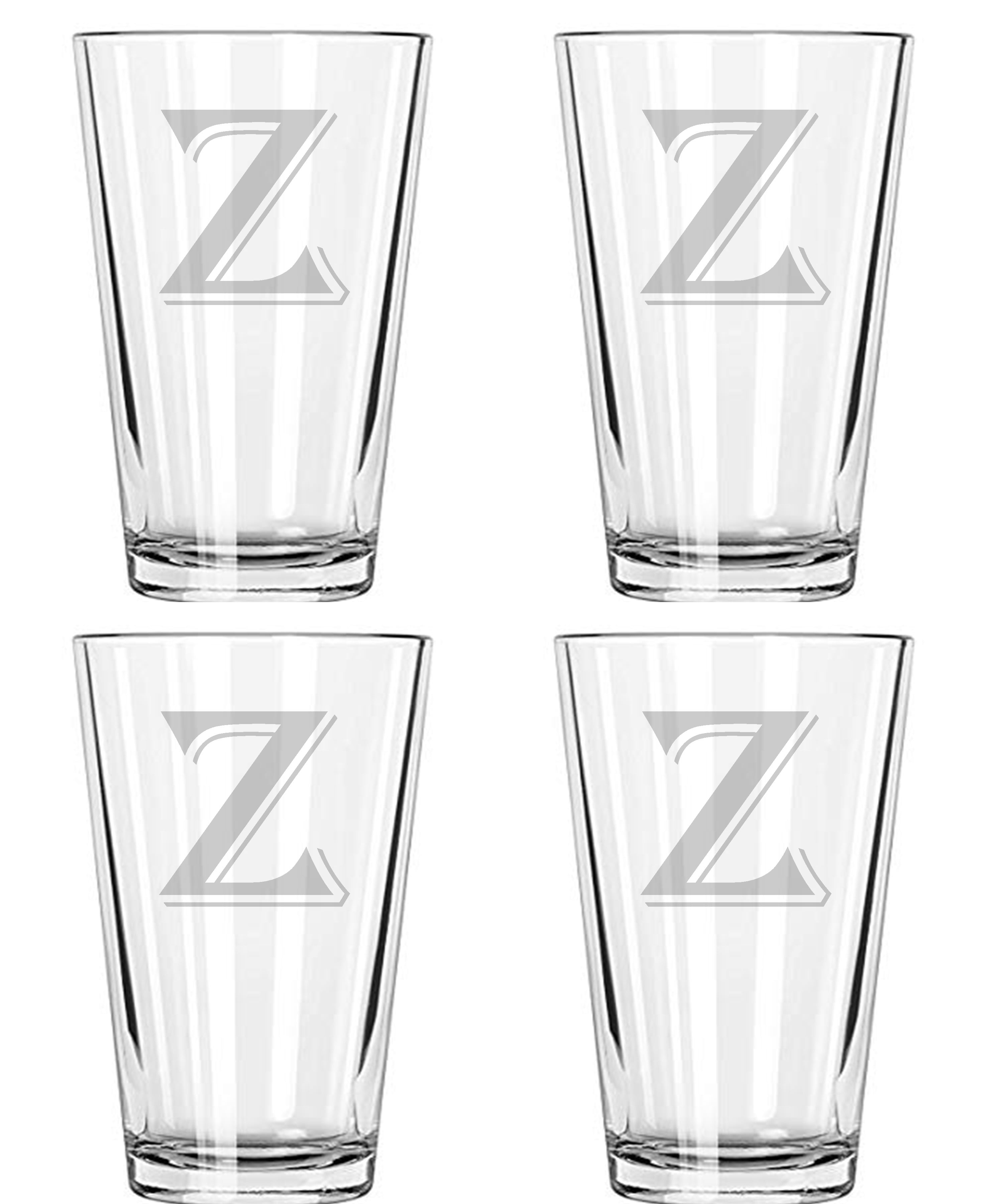 16OZ MONOGRAM BEER GLASS Z SET OF 4 - Walmart.com