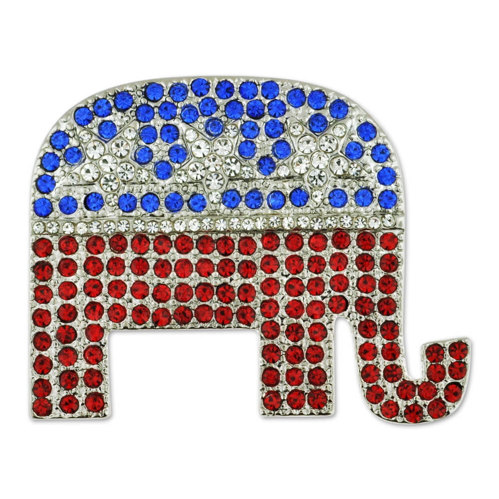 PinMart's Rhinestone Republican Party Elephant Political Brooch Lapel ...