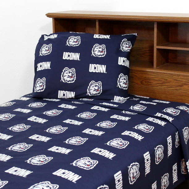 Connecticut Huskies 100% cotton, 3 piece sheet set - flat sheet, fitted ...