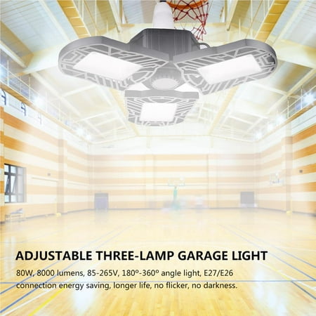 QualitChoice 3 Panels Garage Light Folding LED Garage Lamp Deformable ...