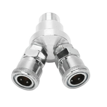 2 Way Air Manifold Connector G1/2 Thread Quick Coupler Air Splitter 360 ...