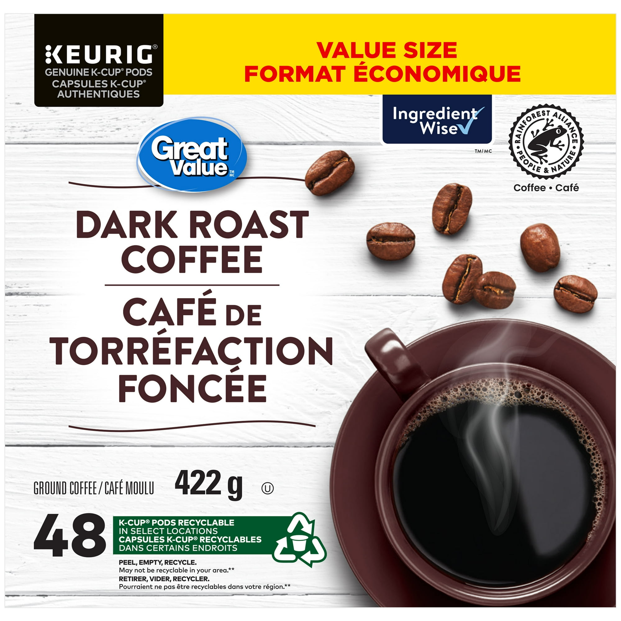 Click here for Great Value Dark Roast Coffee 48ct prices