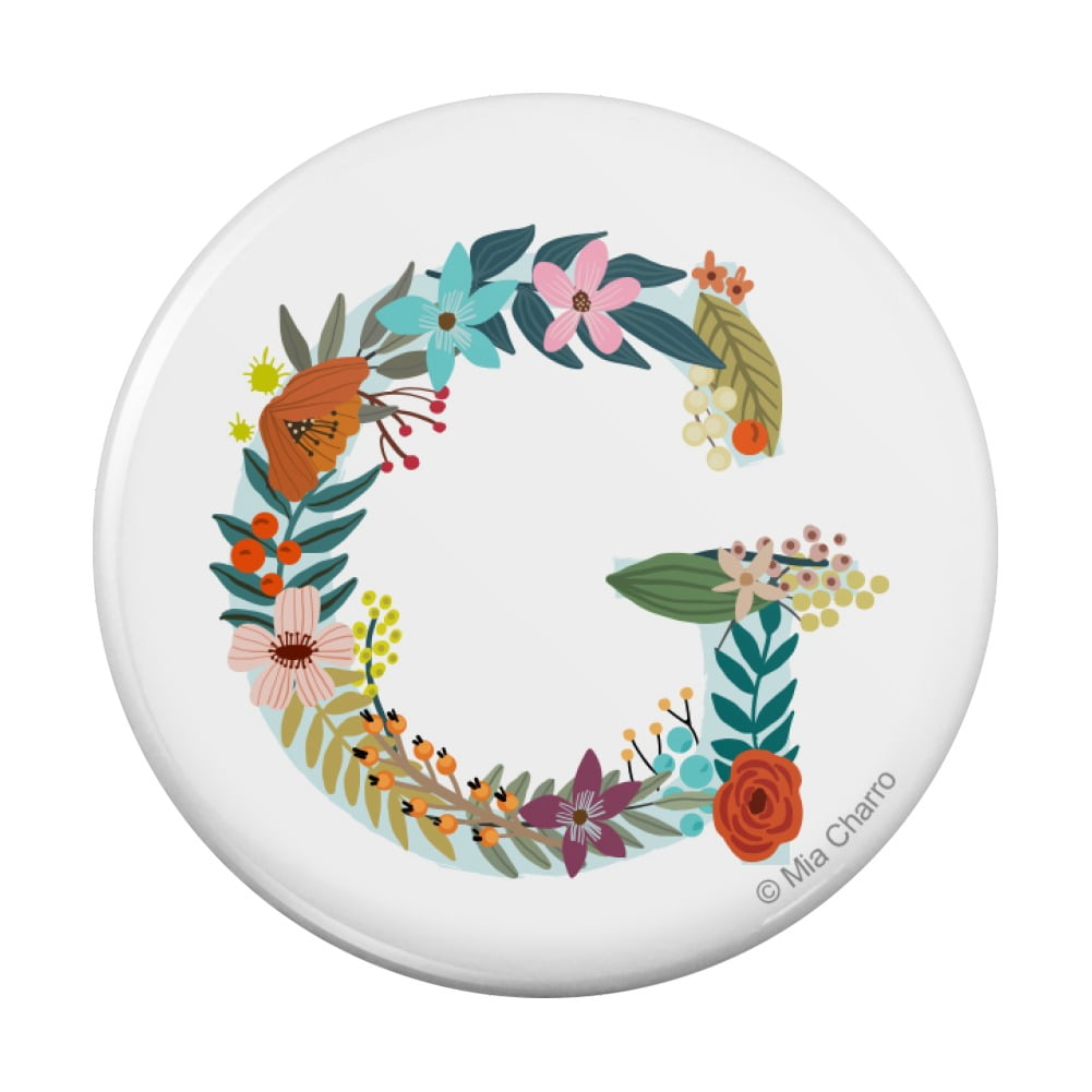 Letter G Floral Monogram Initial Kitchen Refrigerator Locker Button ...