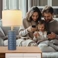 20" Modern Ceramic Table Lamp Set of 2 Dark Blue and White for Living ...