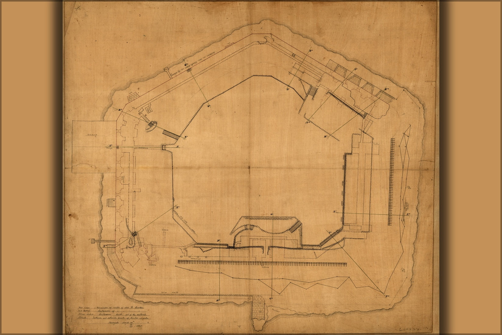 24"x36" Gallery Poster, map of Fort Sumter South Carolina 1865 ...
