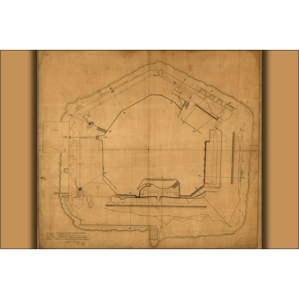 24"x36" Gallery Poster, map of Fort Sumter South Carolina 1865 ...