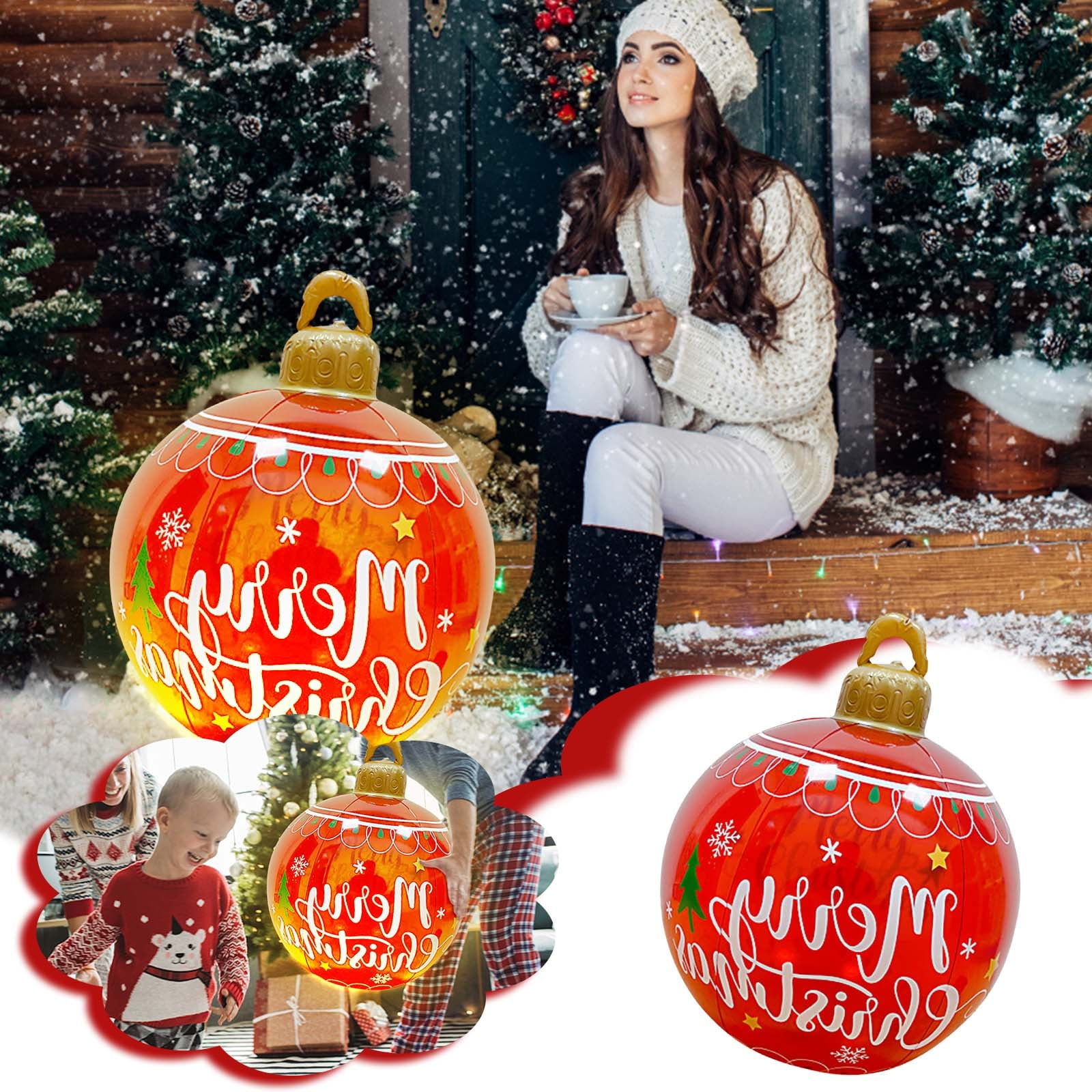EQWLJWE Light Up PVC Inflatable Christmas Ball with Large Weight Stand ...