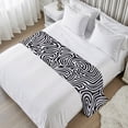 Black Swirling Lines Bed Runner King Size Curves Waves Modern Abstract ...