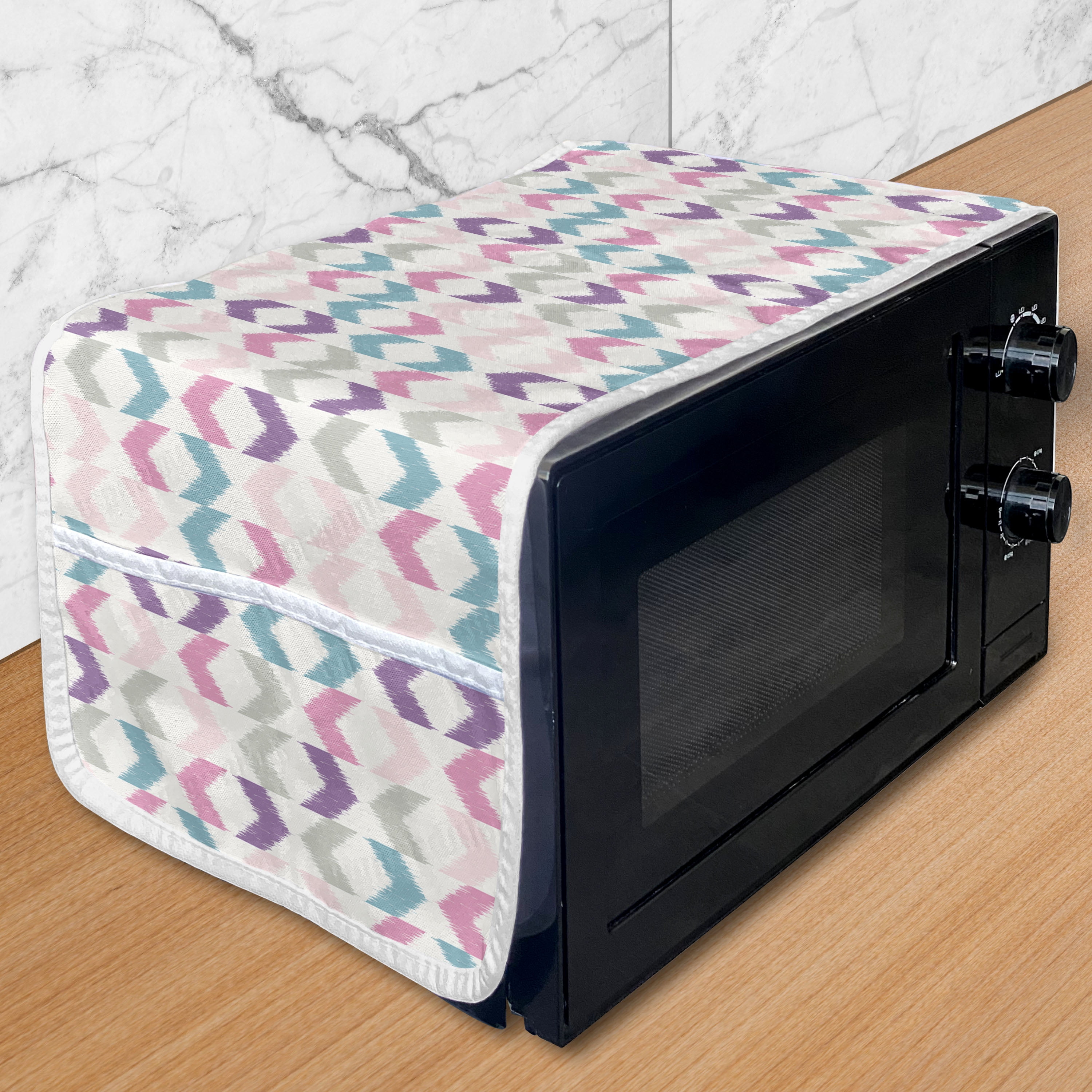 Geometric Microwave Oven Cover, Chevron Ikat in Pastel Soft Toned ...