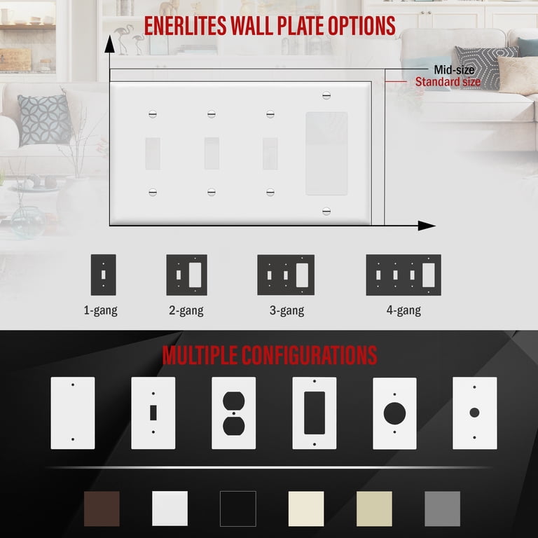 UL Listed Wall Plate ENERLITES Red Emergency Outlet Wall Plate - 1-Gang ...