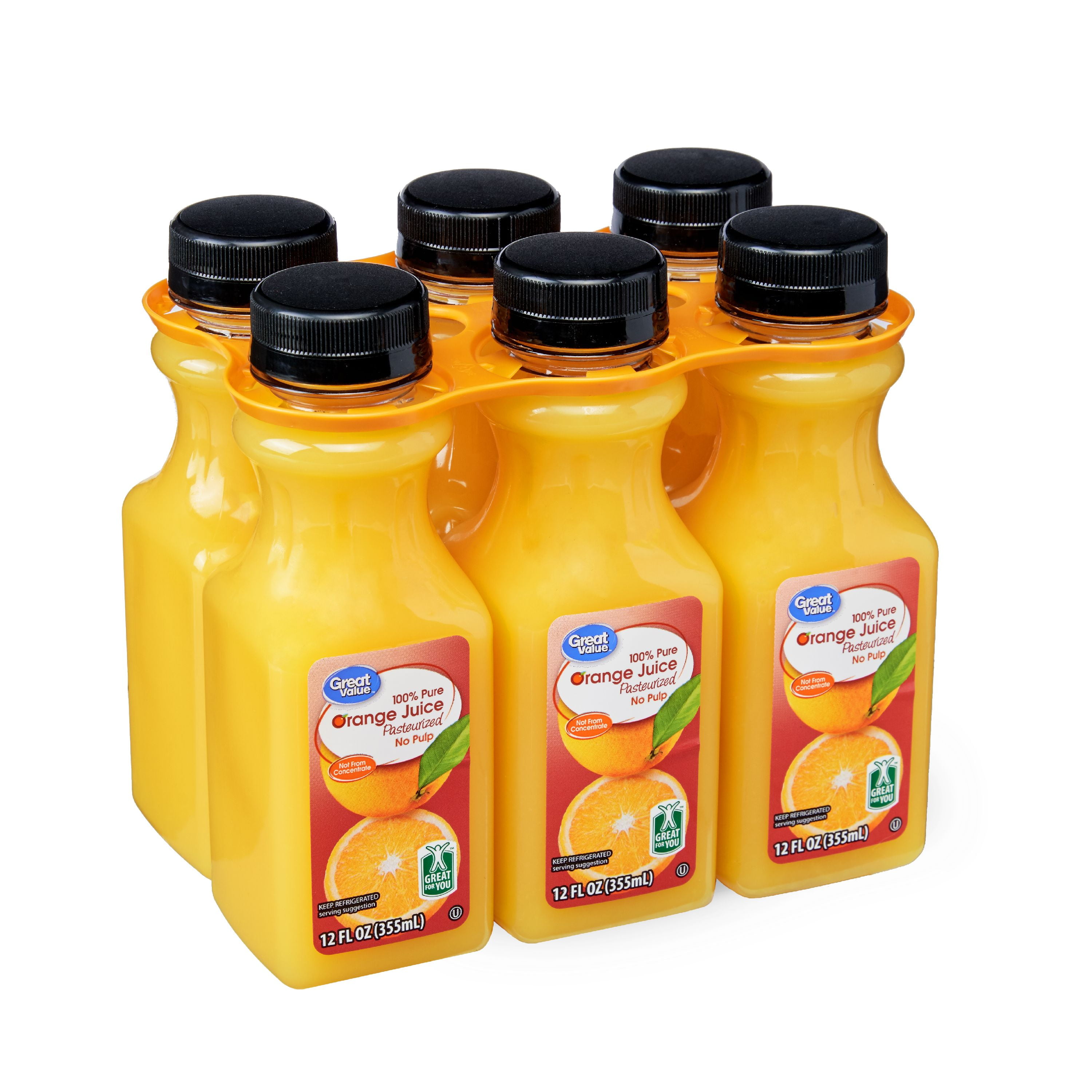 Great Value No Pulp Orange Juice, 12 fl oz, 6 Count – Walmart Inventory ...