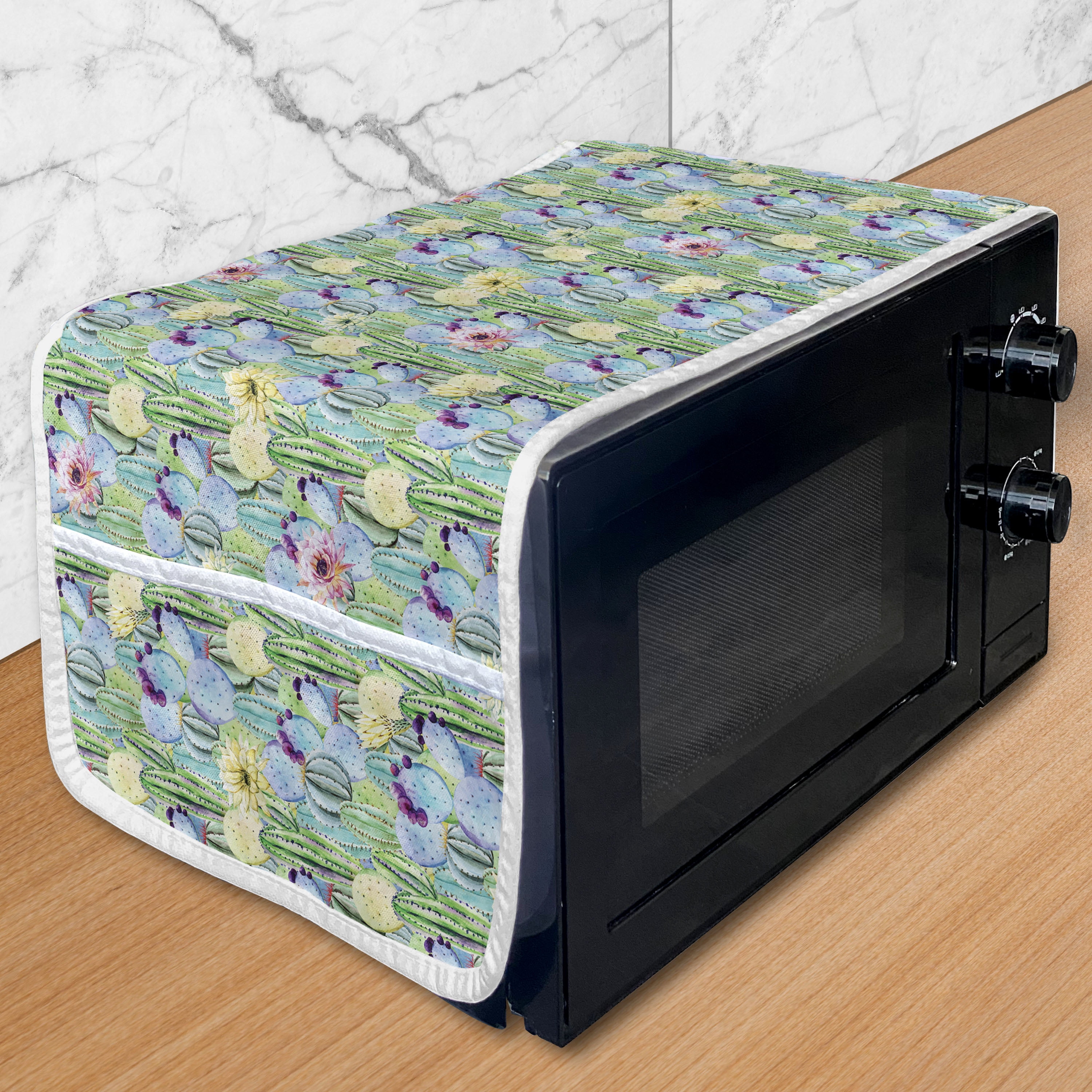 Cactus Microwave Oven Cover, Types of Cactus Plant Pattern with Flowers ...