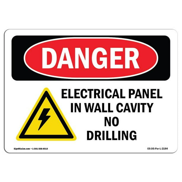 SignMission Danger Electrical Panel in Wall Cavity OSHA Decal Sign ...