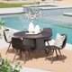 Cameron Outdoor 5 Piece Wicker Circular Dining Set, Multibrown ...