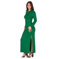 24seven Comfort Apparel Petite Boat Neck Long Sleeve Side Slit Fitted ...