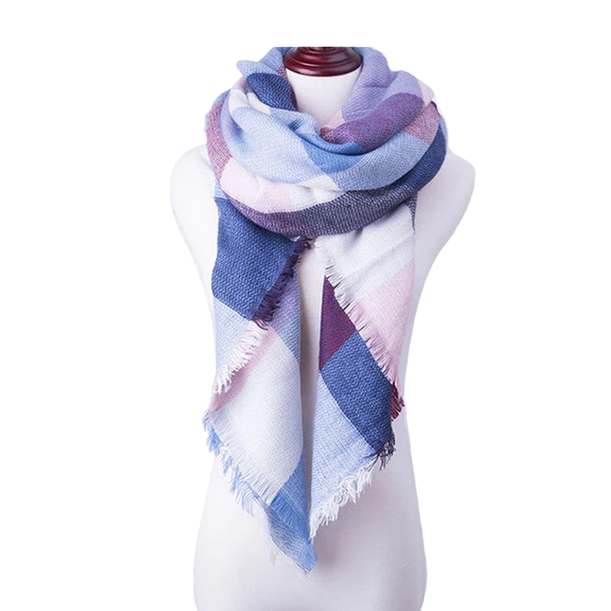 Gifts Are Blue - Womens Cold Weather Large Triangle Plaid Scarf ...