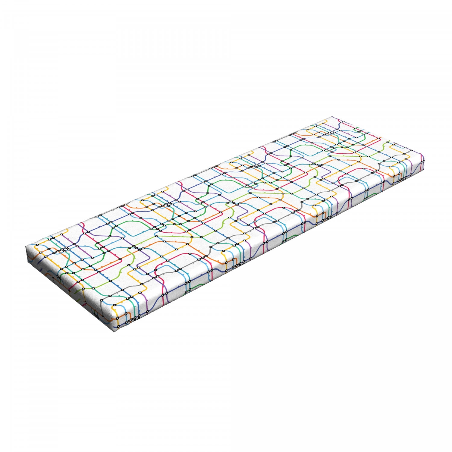Map Bench Pad, Colorful Thin Lines Metro Scheme Transportation Network ...