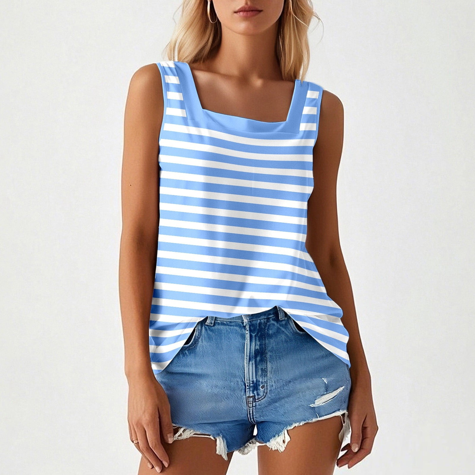 Click here for Uanwenn Womens Square Neck Casual Shirt With Vest... prices