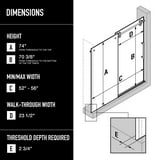 VIGO Elan 52 to 56 in. W x 74 in. H Sliding Frameless Shower Door in Matte Brushed Gold with 3/8 ...