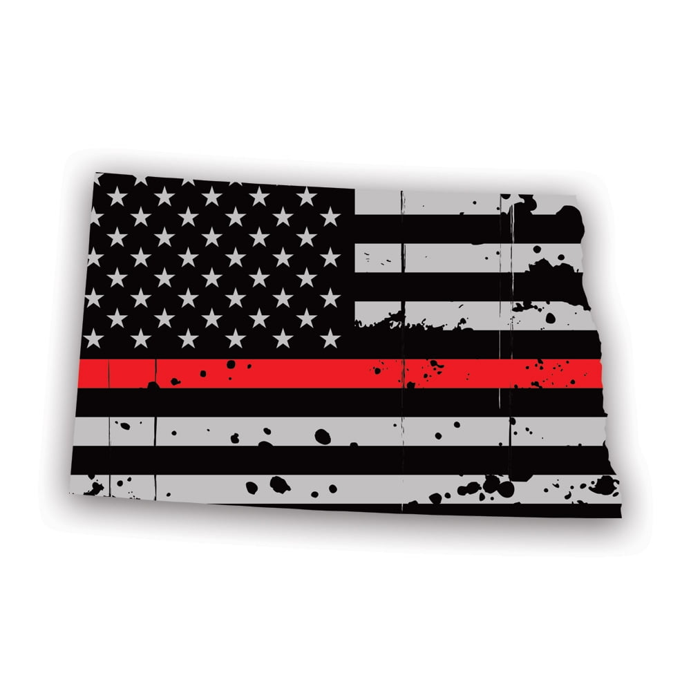 Distressed North Dakota State Shaped Subdued US Flag Thin Red Line ...