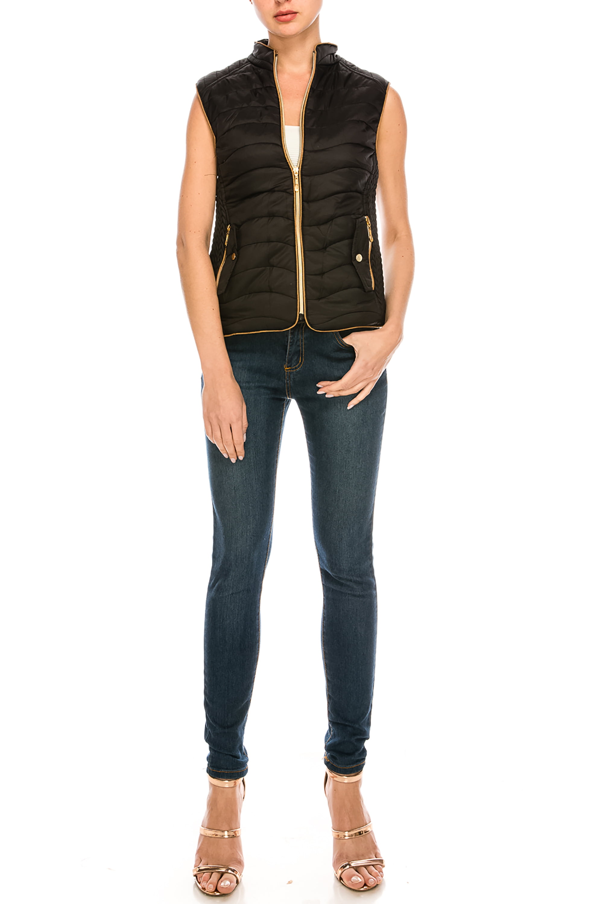 MISSFIT Women's Lightweight Water-Resistant Packable Puffer Vest Brown ...