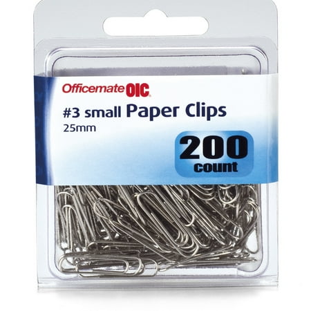 Officemate Small #3 Size Paper Clips, Silver, 200 in Pack (97219 ...