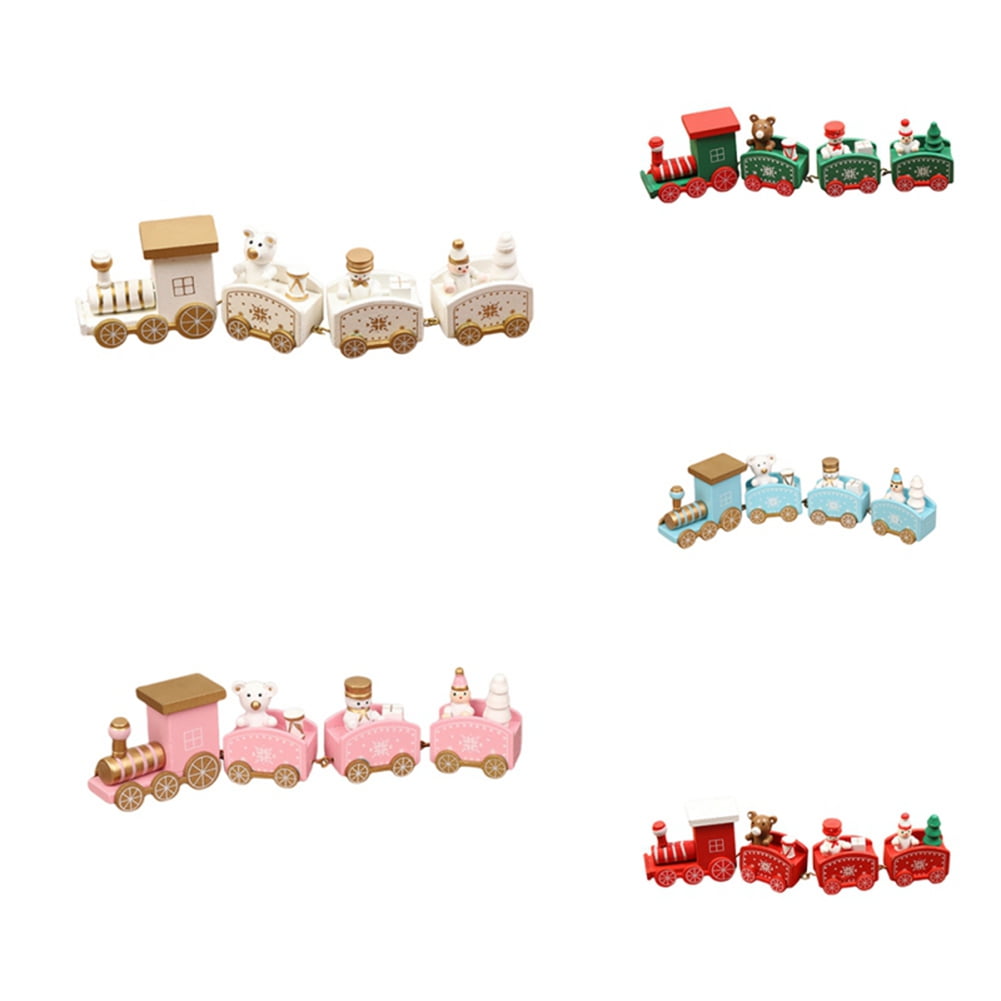 5Pcs Wooden Christmas Train with Snowman, Mini Train Decor Set for ...