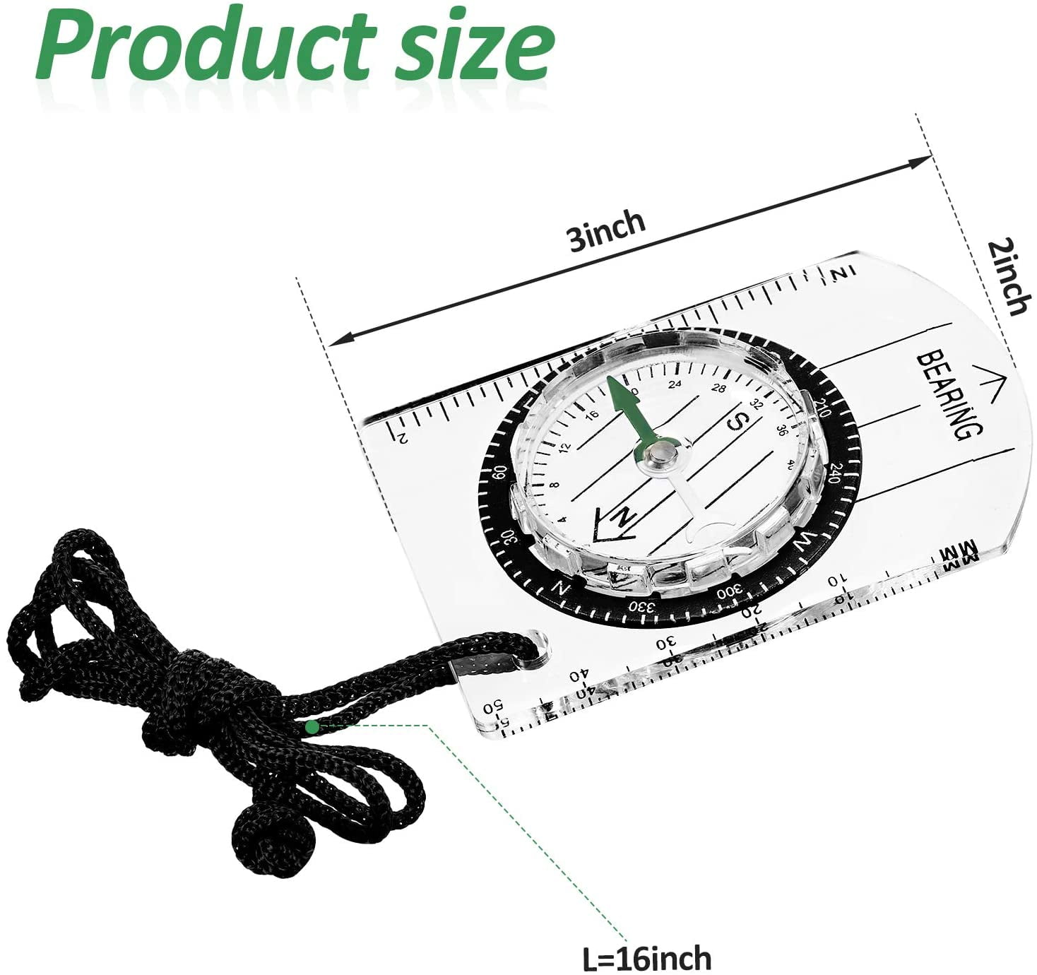 9 Pieces Orienteering Compass Hiking Backpacking Camping Compass Map ...