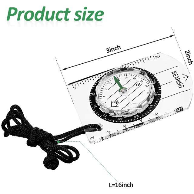 9 Pieces Orienteering Compass Hiking Backpacking Camping Compass Map ...