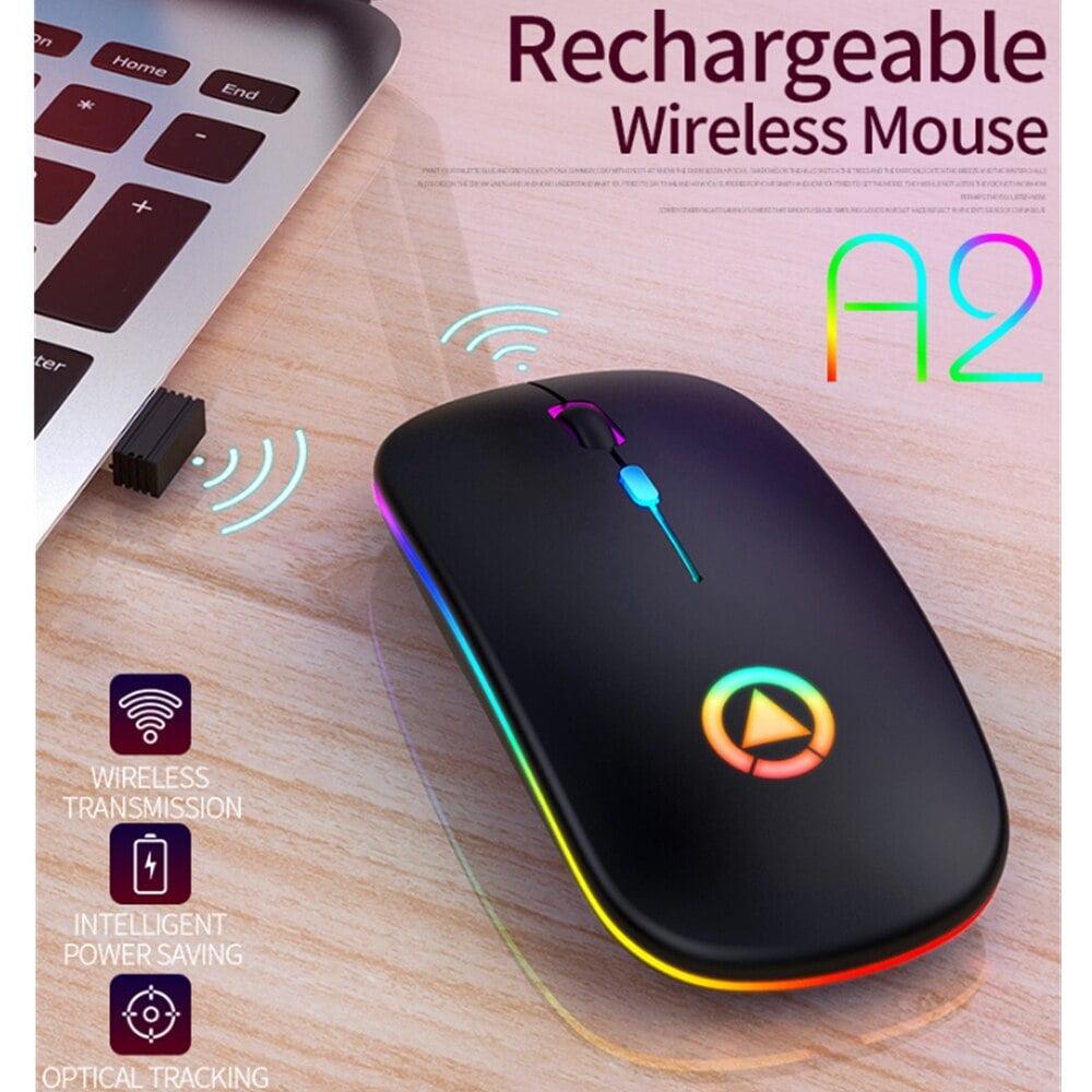 Ultra Slim 2.4G Wireless Mouse A2 Lightweight Portable LED Colour Light ...