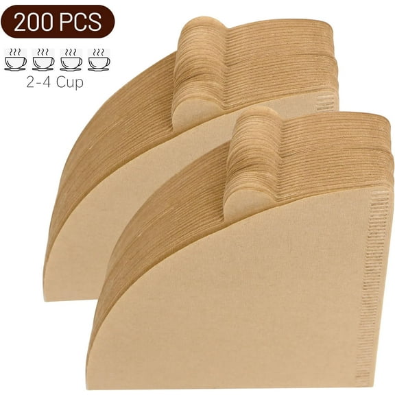 200 Count Cone Coffee Filters, Size 02 Natural Unbleached Paper Filter ...