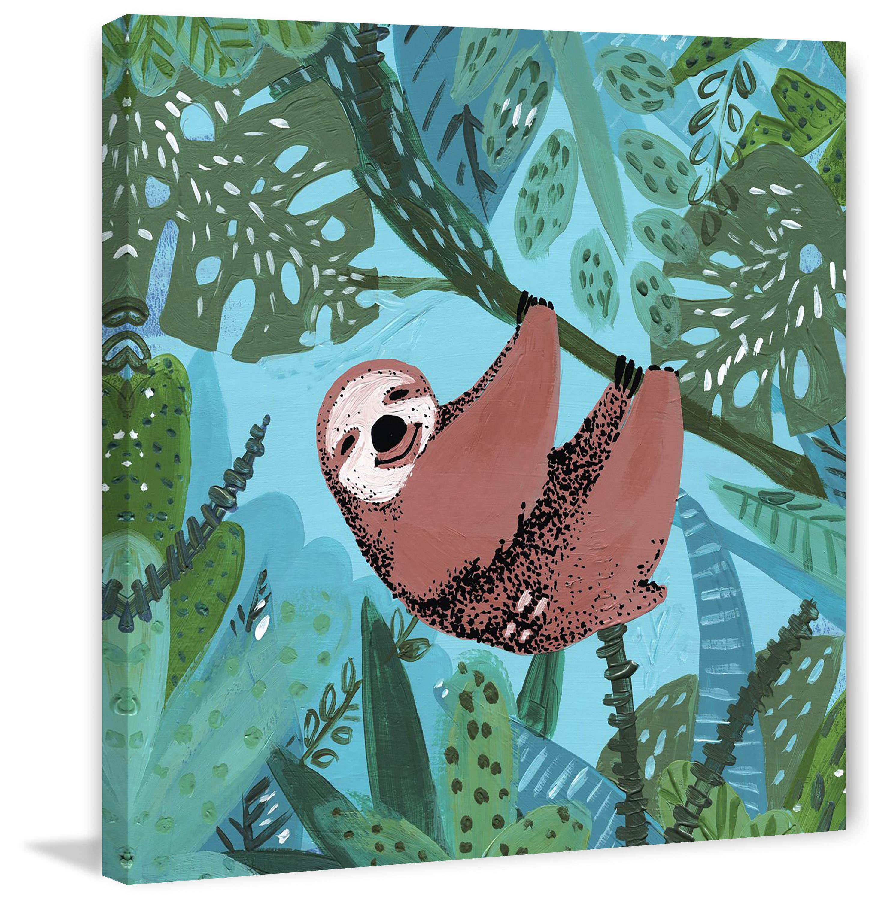 Hanging Happy Sloth Painting Print on Wrapped Canvas - Walmart.com