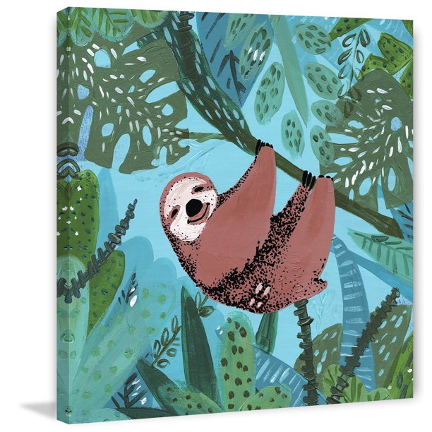 Hanging Happy Sloth Painting Print on Wrapped Canvas - Walmart.com