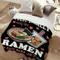 1pc Preppy Style Cartoon Ramen & Boba Print Flannel Blanket - Super ...