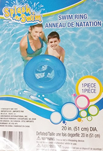 Splash-n-Swim Inflatable Swim Ring, 20 in Diameter, Age: 4 and up 2 ...