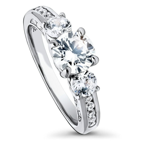Berricle Rhodium Plated Sterling Silver Cubic Zirconia Cz 3 Stone
