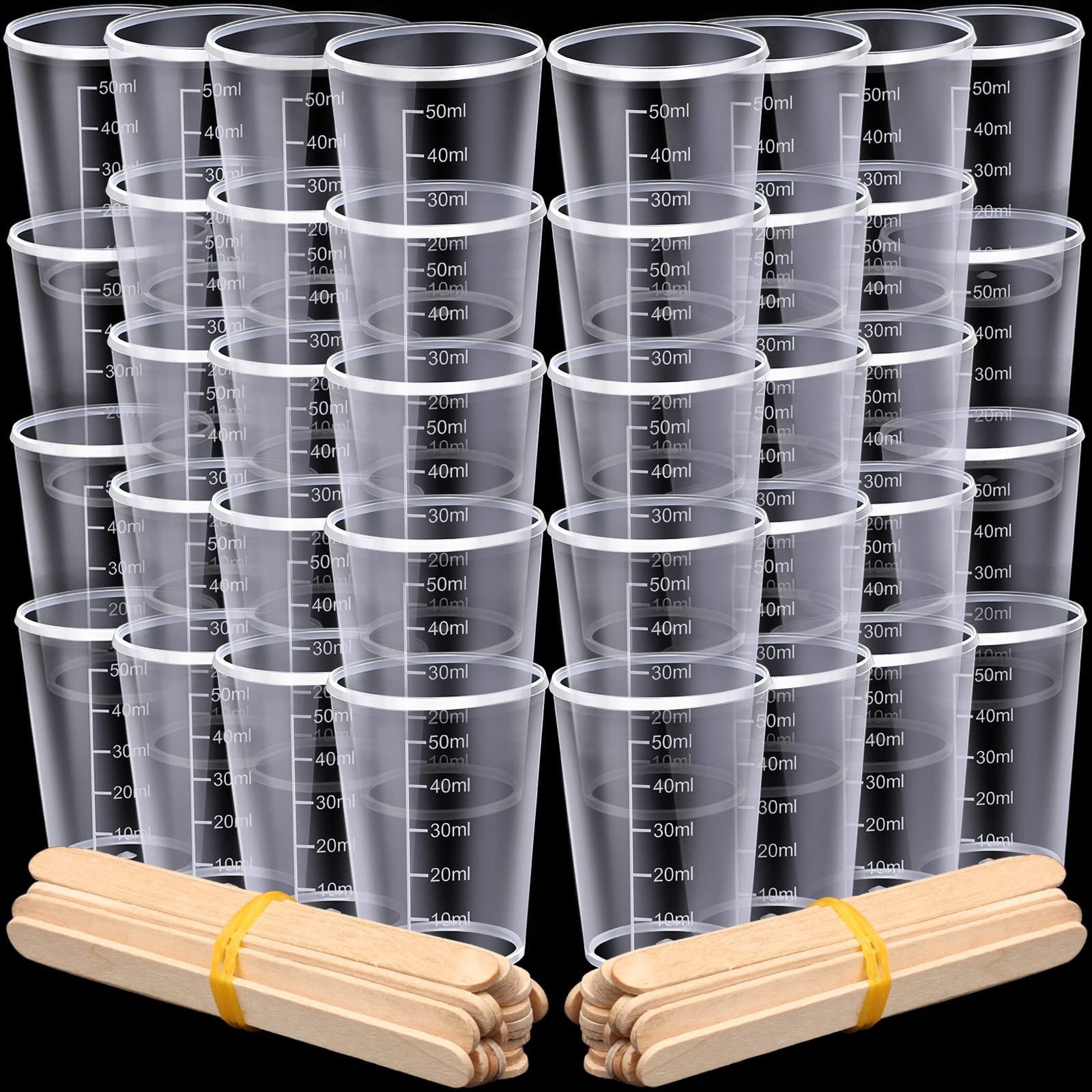 Epoxy Resin Mixing Cups, 38PCS 50ml Plastic Measuring Cups for Resin ...