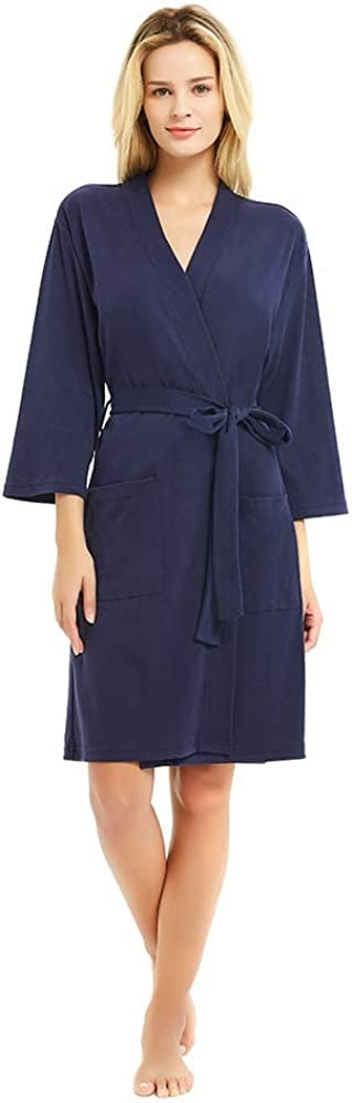 U2SKIIN Womens Robes, Lightweight Blend Cotton Bathrobe 3/4 Sleeves ...