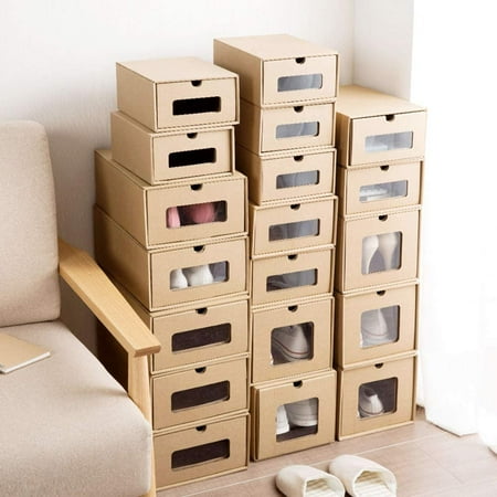 Shozafia Cardboard Shoe Boxes, Stackable Clear Shoe Box for Storage ...